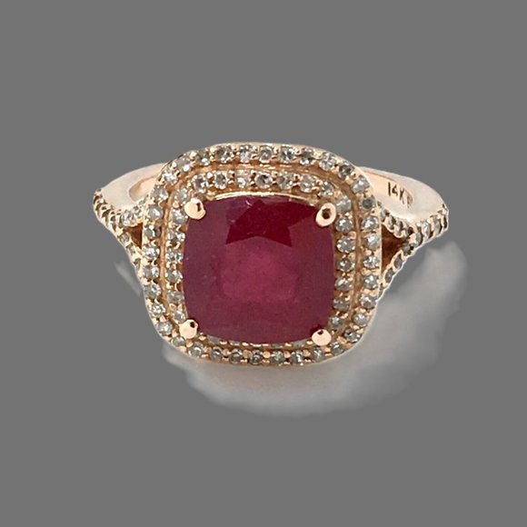 Effy | Jewelry | Effy Rosa 4k Rose Gold Cushioncut 33ct Ruby Diamond ...